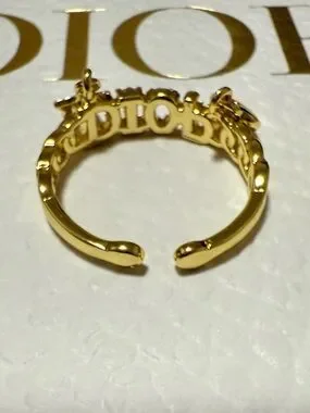 Luxury Fashion Jewelry | Jewelry | Gold Crystal D Ring With Heart And ...